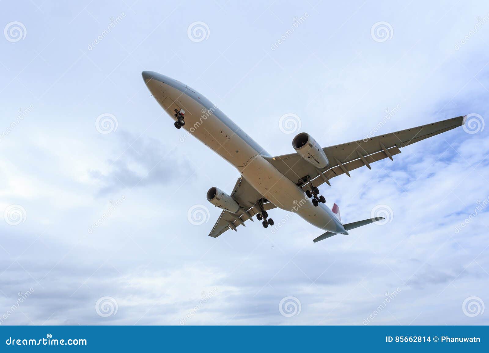 Airplane Flying Under Blue Sky and White Cloud in Thailand Stock Photo ...