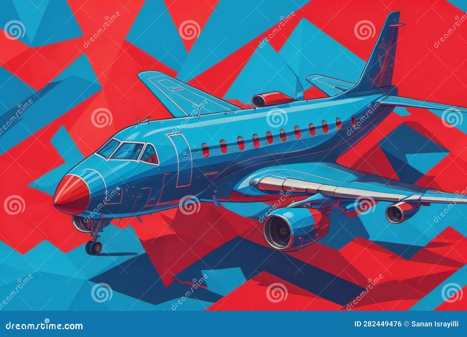 Airplane Flying, Vector. Generative Ai Stock Illustration ...