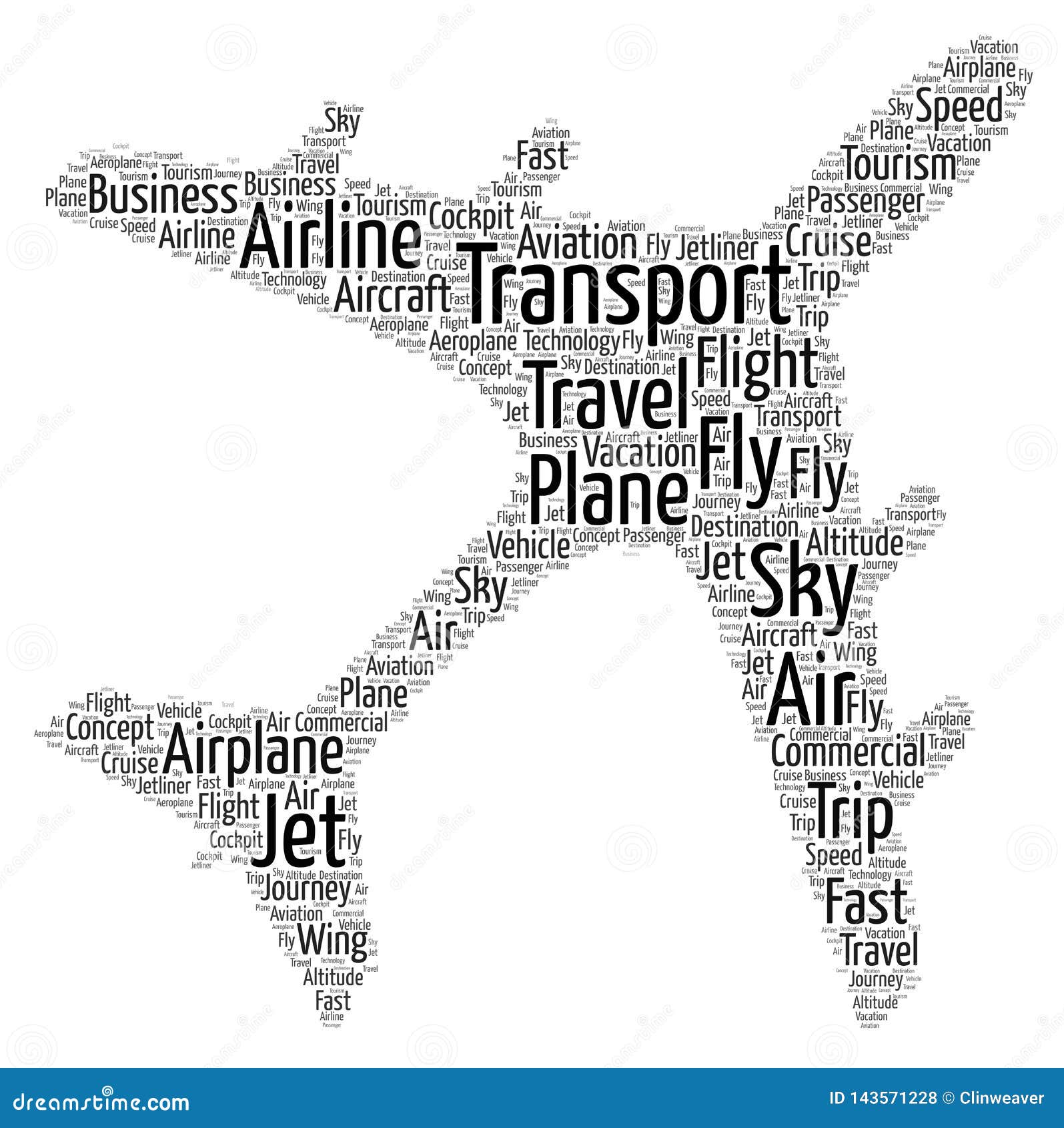 Airplane Flying Word Cloud stock illustration. Illustration of ...