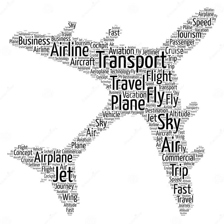 Airplane Flying Word Cloud stock illustration. Illustration of ...