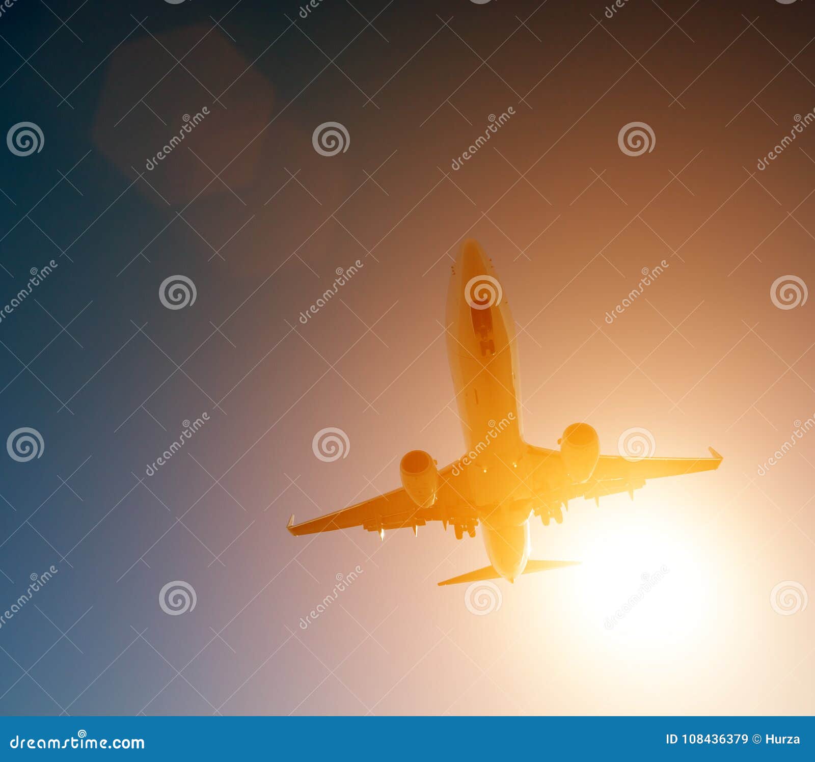 Airplane in Front of Bright Sunlight Stock Image - Image of holiday ...
