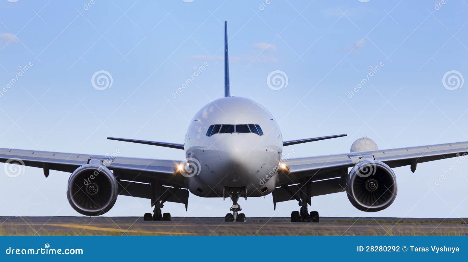 Airplane Front View At The Air Royalty-Free Stock Image | CartoonDealer ...