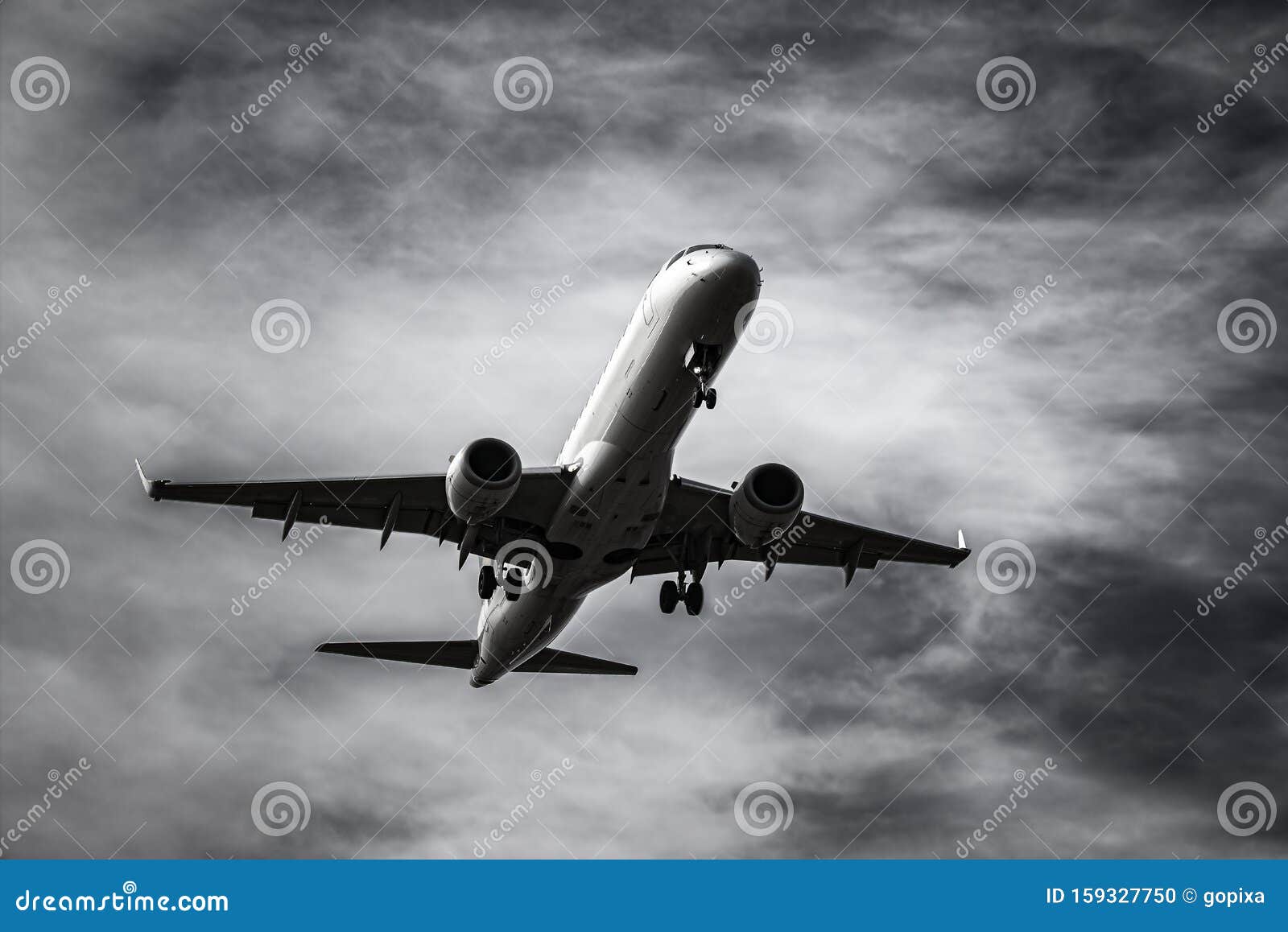 Airplane in Front of Dramatic Sky Stock Photo - Image of hazard ...