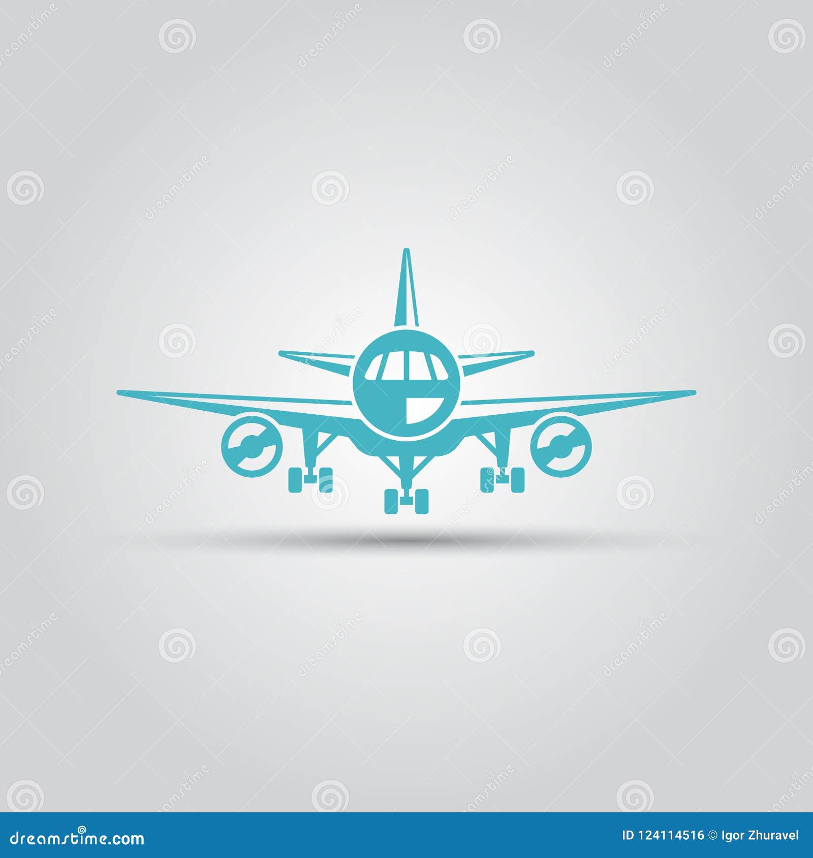 Airplane Front View Isolated Vector Icon Stock Vector - Illustration of ...