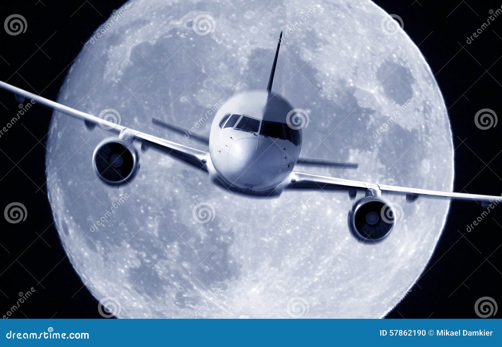 Airplane and a full moon stock photo. Image of plane - 57862190