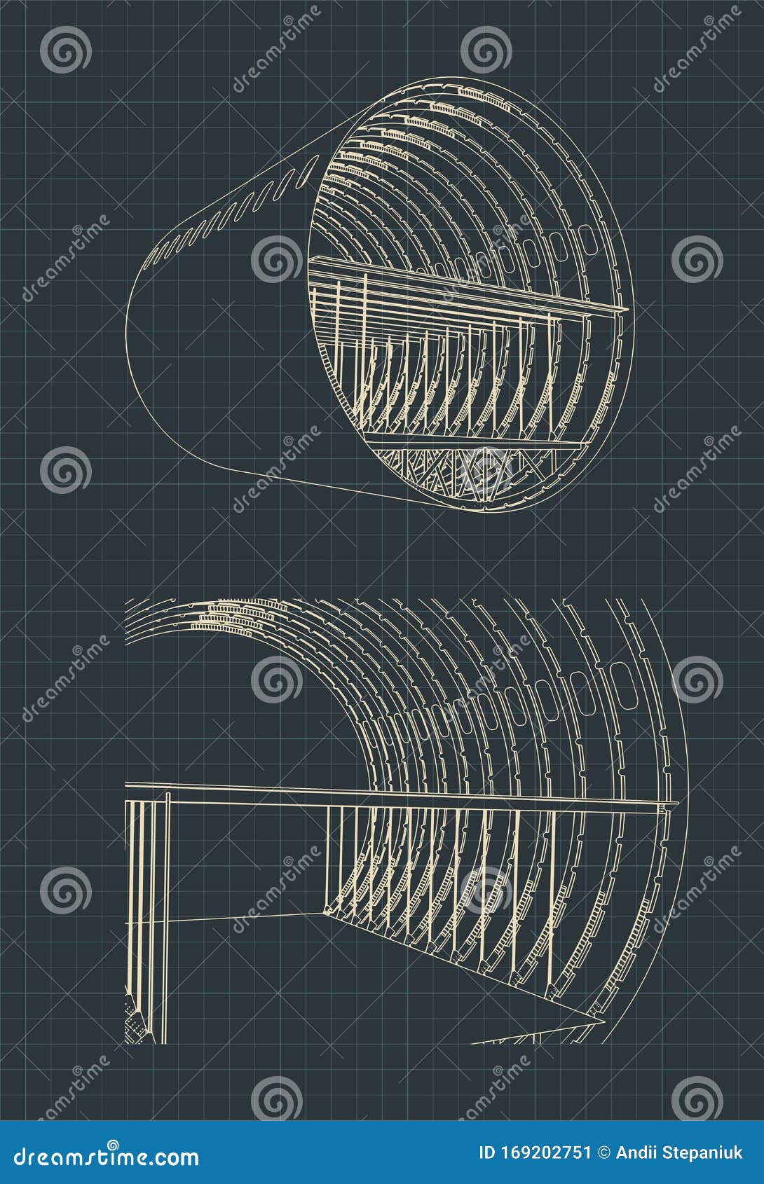 Airplane Fuselage Section Blueprint Stock Vector - Illustration of ...