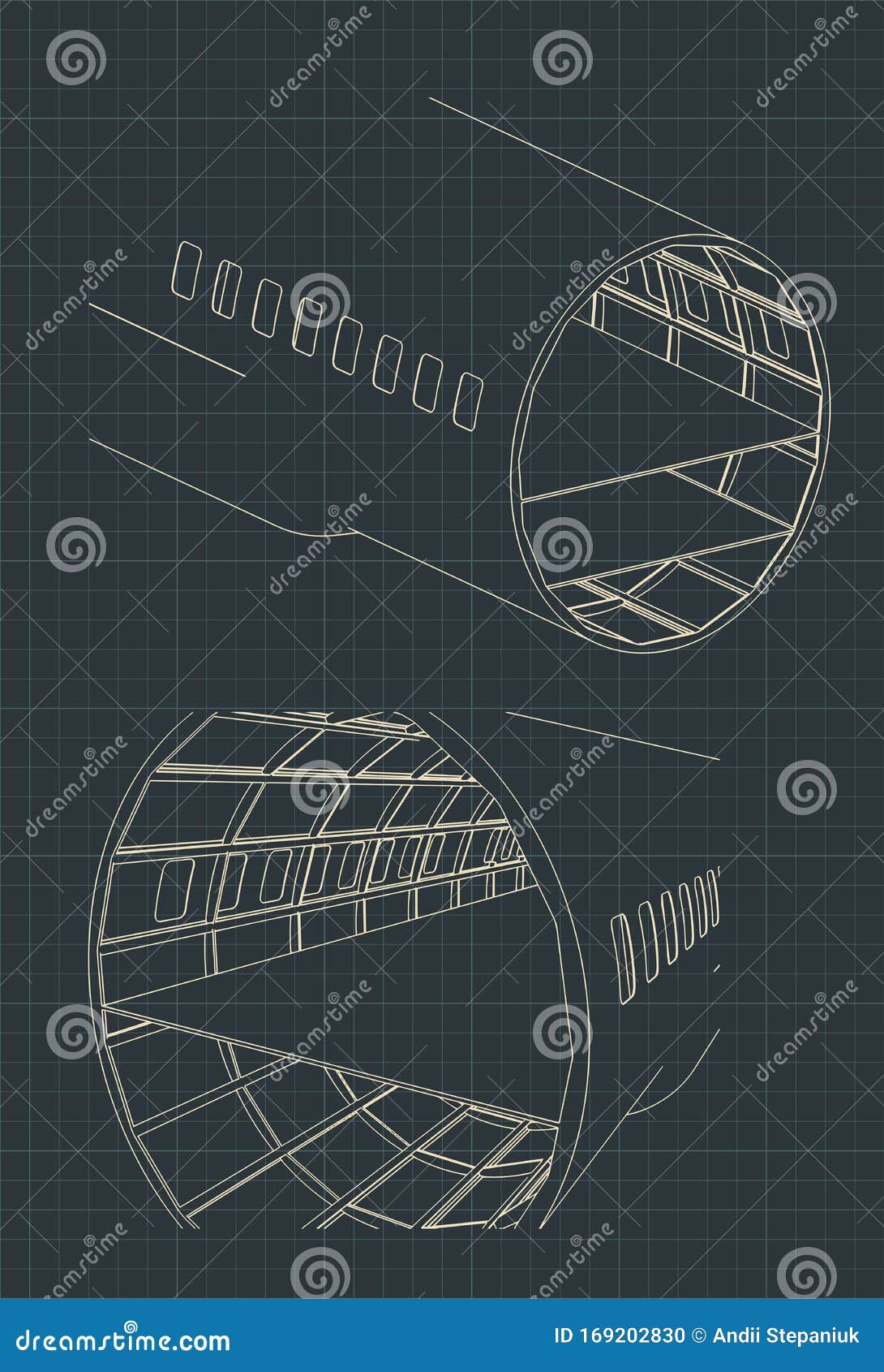 Airplane Fuselage Sections Drawings Stock Vector - Illustration of ...