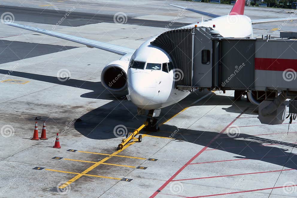 Airplane at the gate stock photo. Image of departure, connection - 6392772