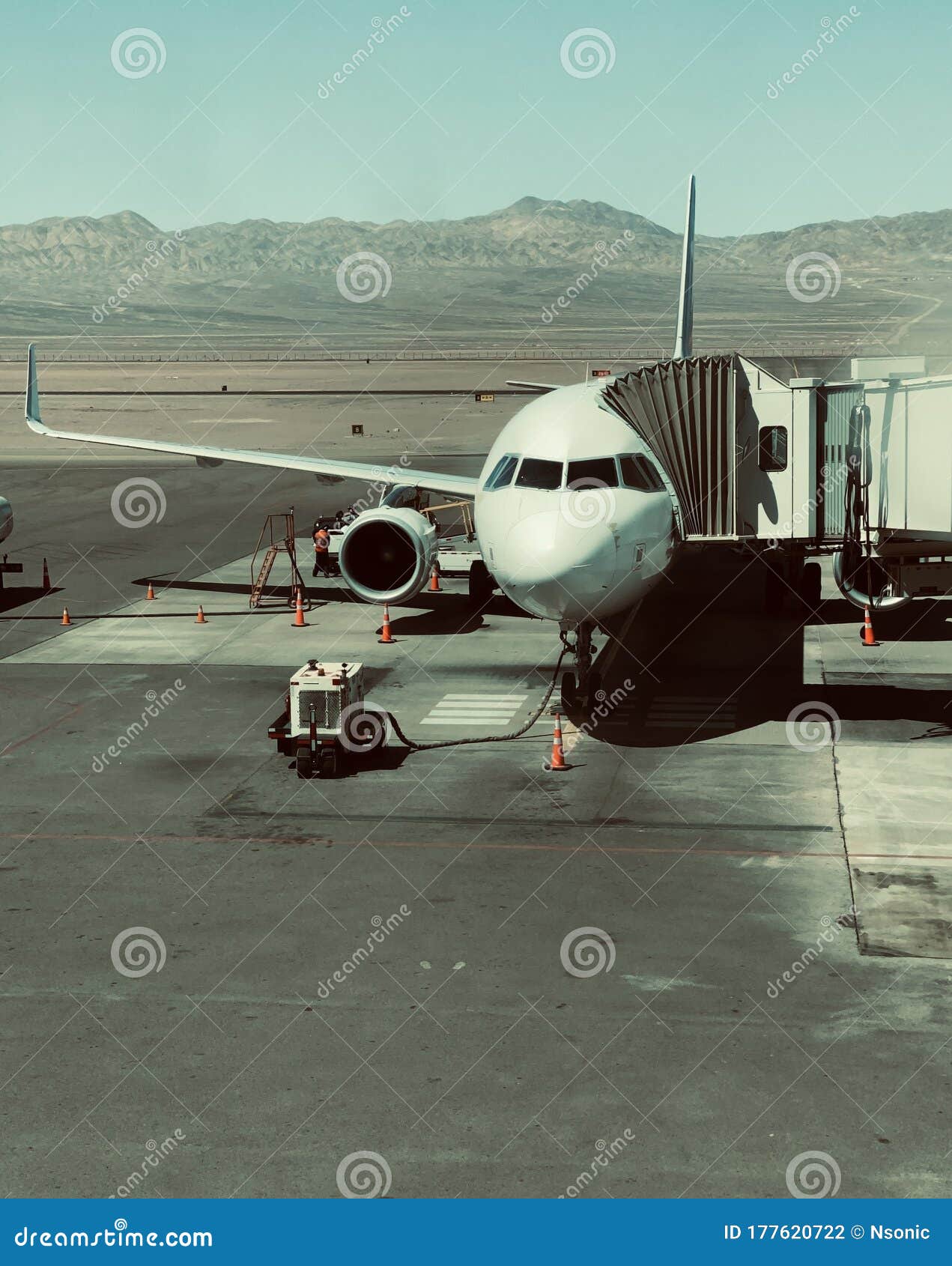 Airplane at the gate stock photo. Image of aircraft - 177620722