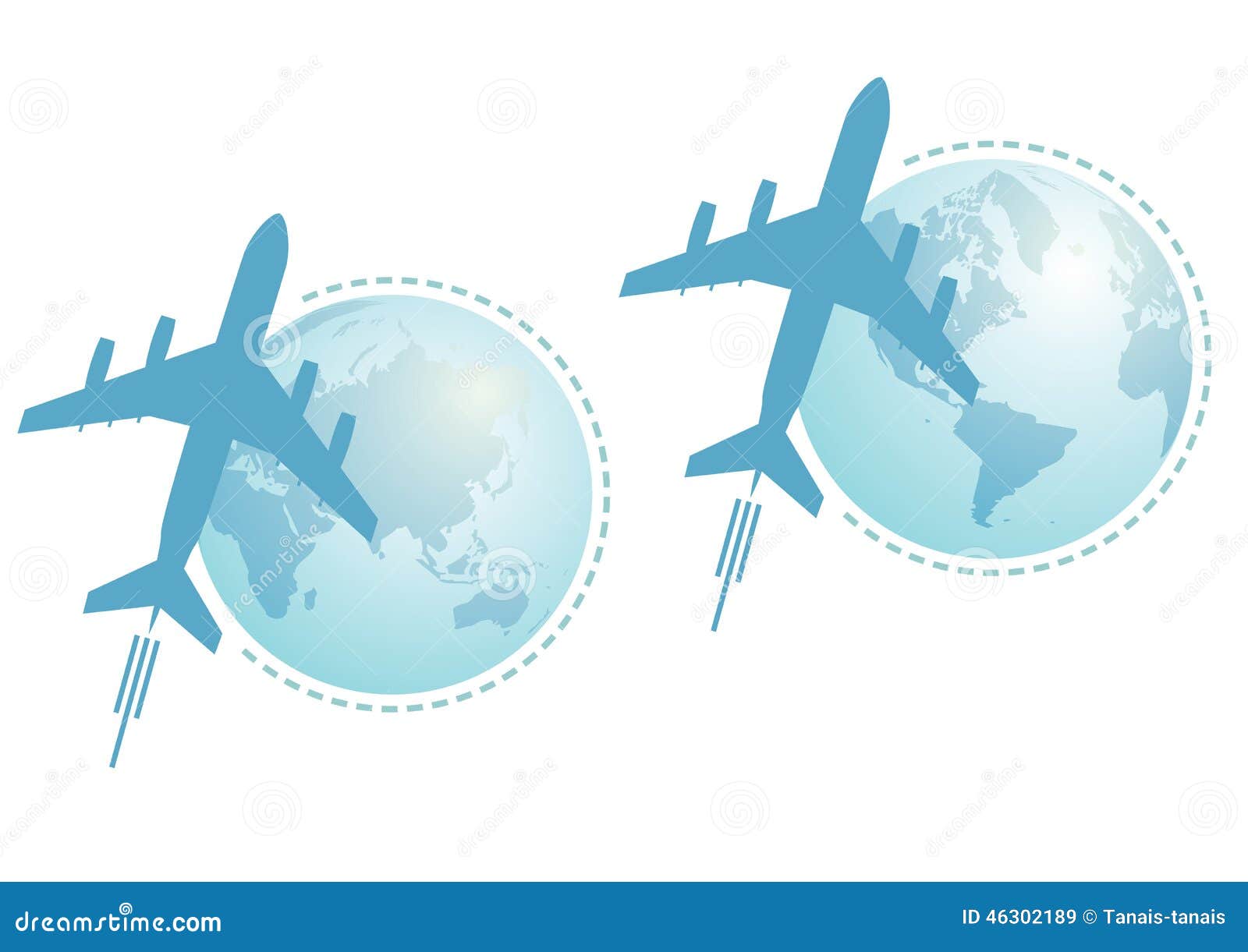 Airplane and globe, set stock vector. Illustration of worldwide - 46302189
