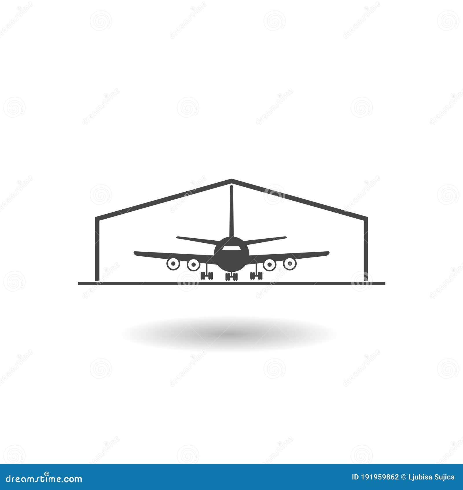 Airplane Hangar Icon with Shadow Stock Vector - Illustration of ...