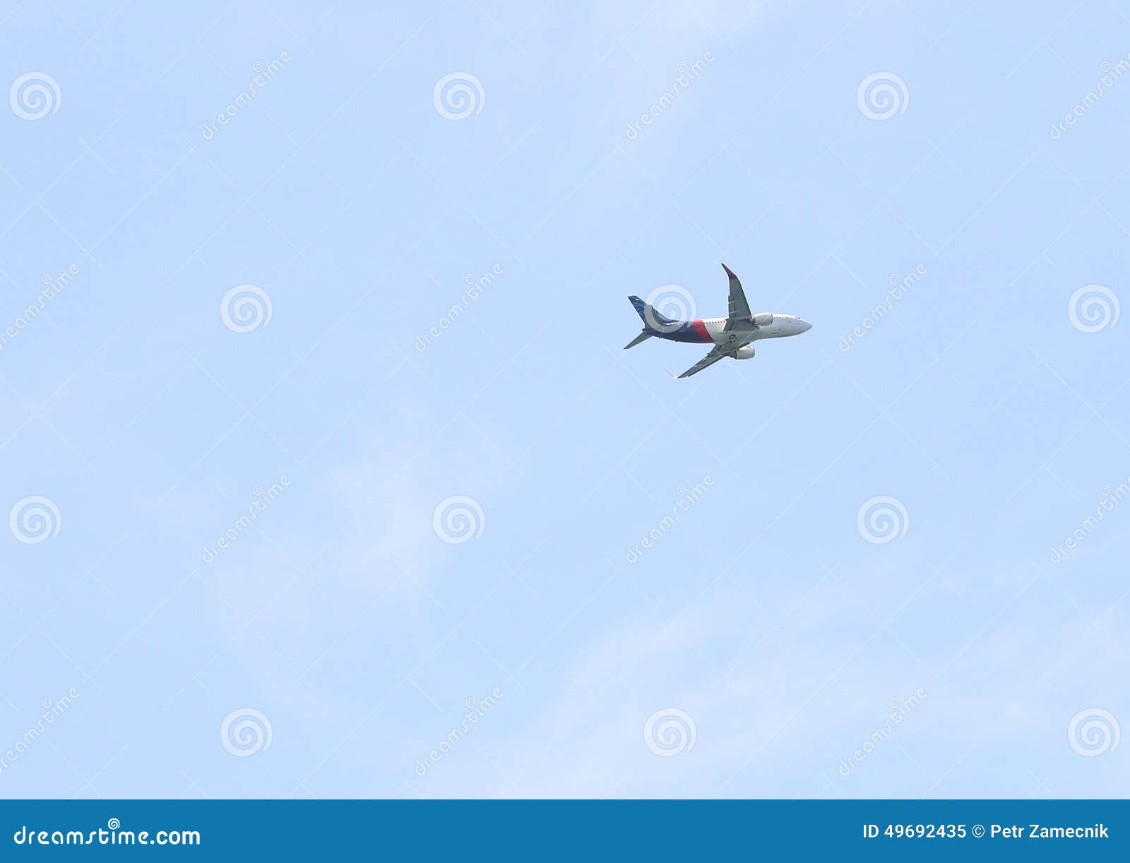 Airplane high in sky stock image. Image of transporting - 49692435