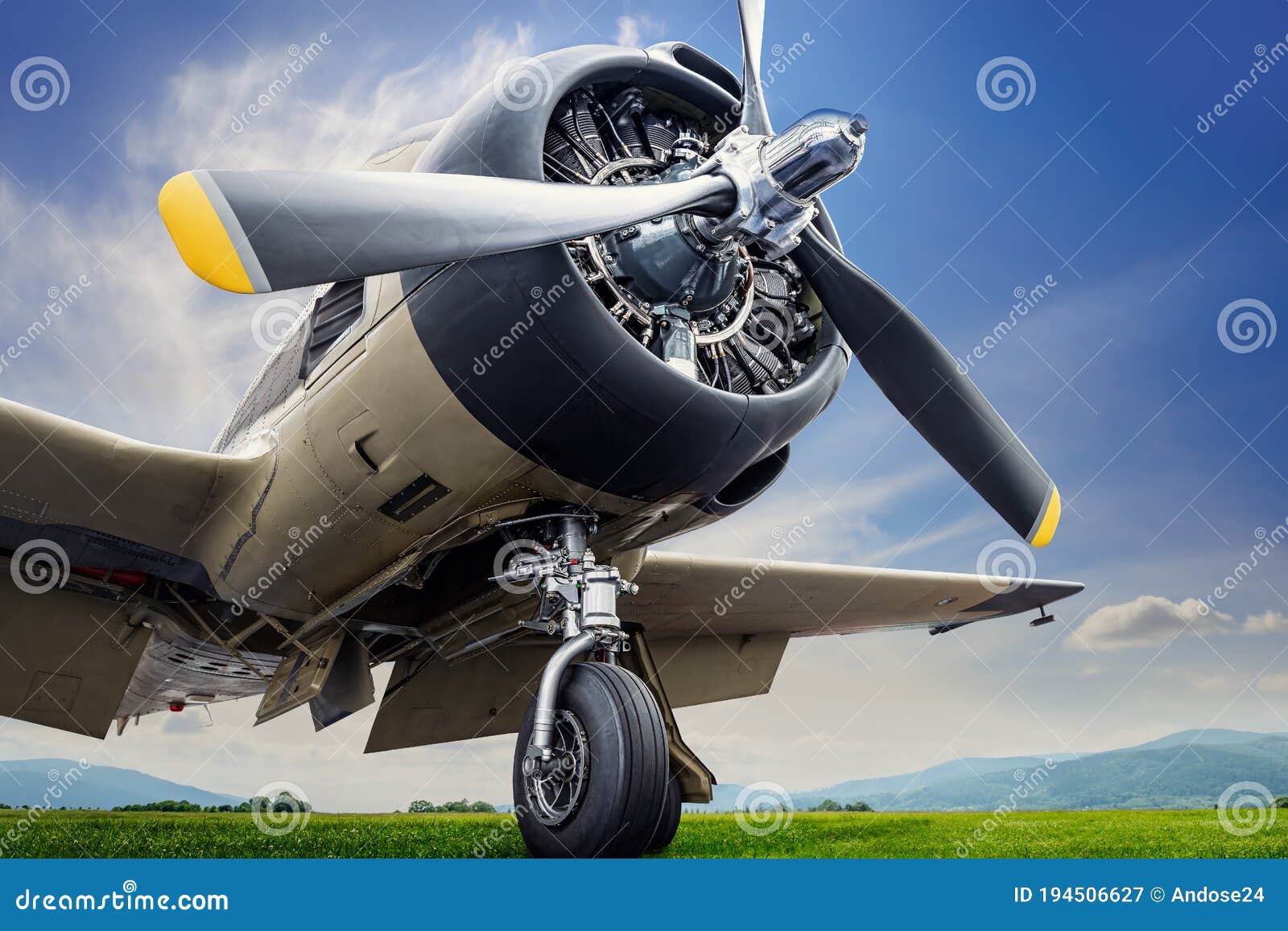 Airplane stock image. Image of flight, prop, mountains - 194506627