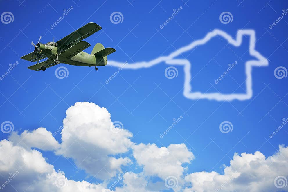 The airplane and house stock photo. Image of dream, family - 24884678