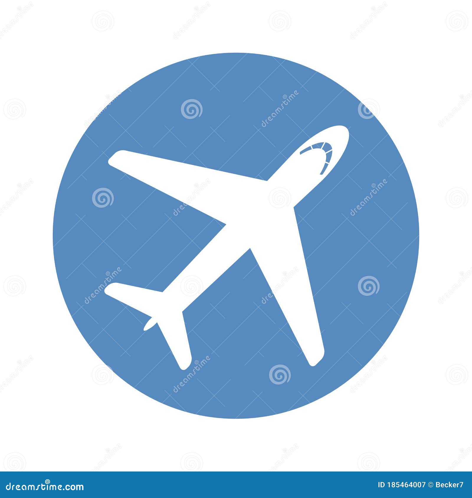 Airplane Icon Placed in Blue Circle Stock Vector - Illustration of bend ...