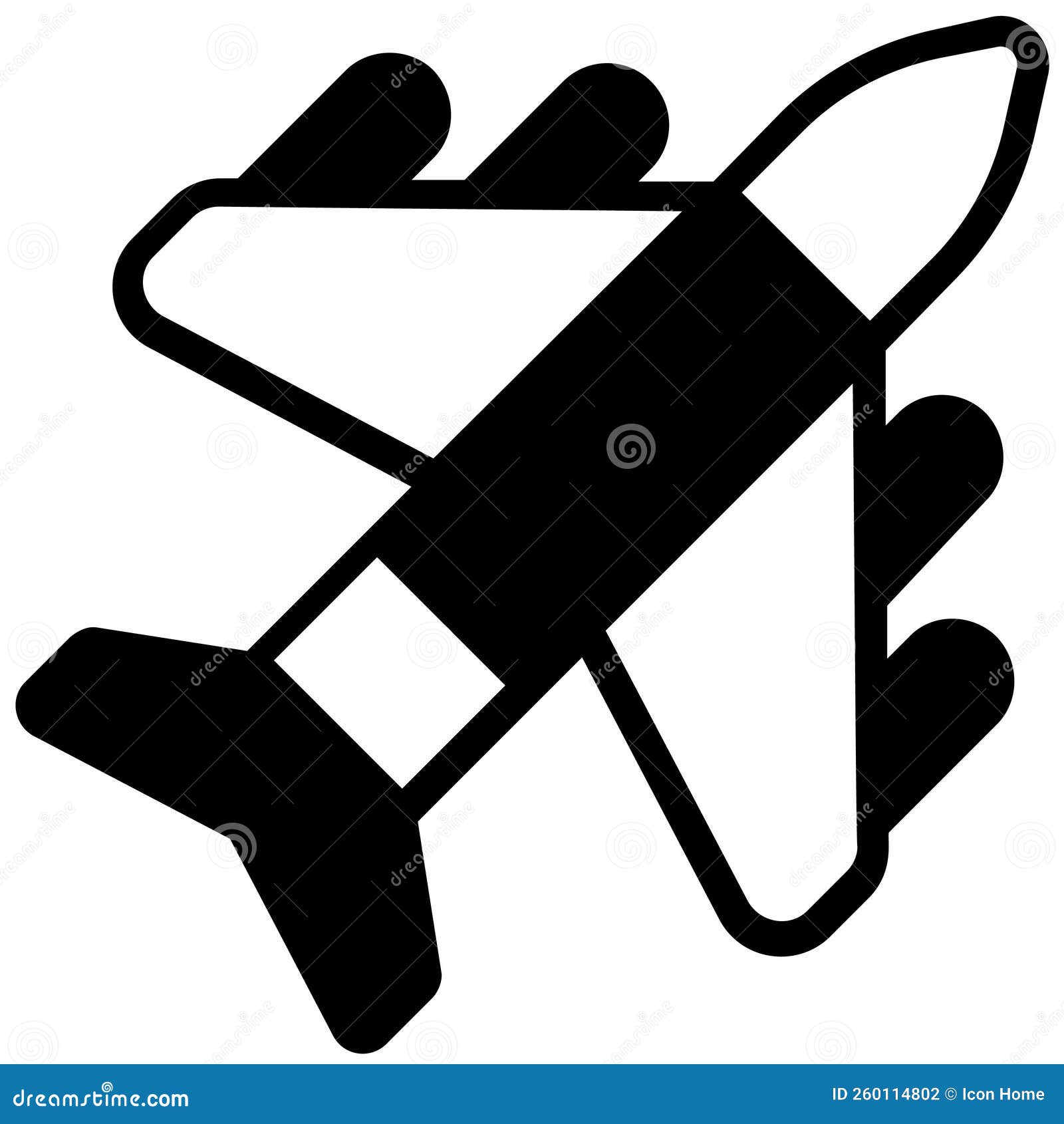Airplane icon, black icon stock vector. Illustration of vector - 260114802