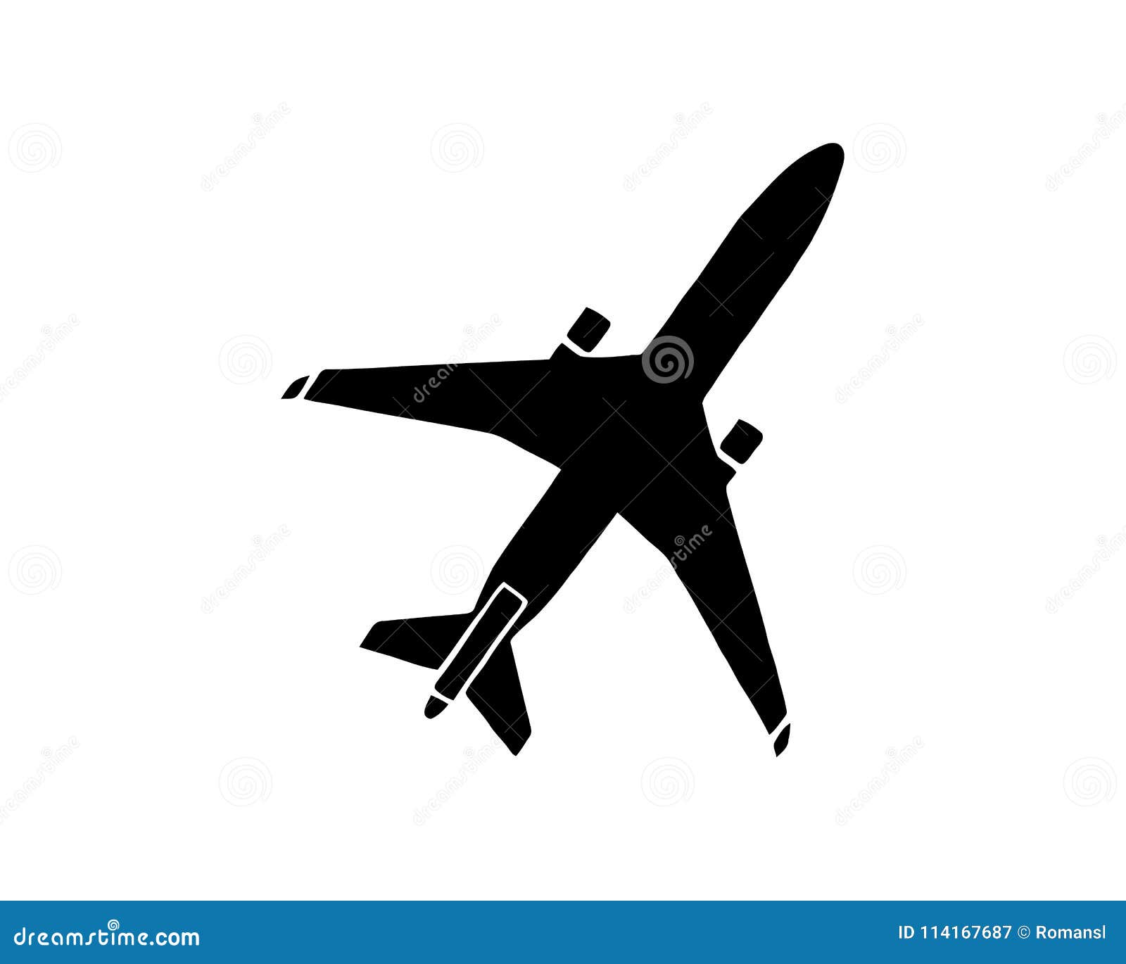 Airplane Icon. Black Minimalist Icon Isolated on White Background ...