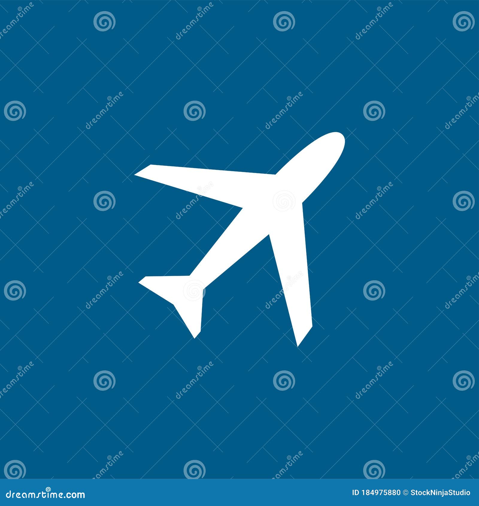 Airplane Icon on Blue Background. Blue Flat Style Vector Illustration ...
