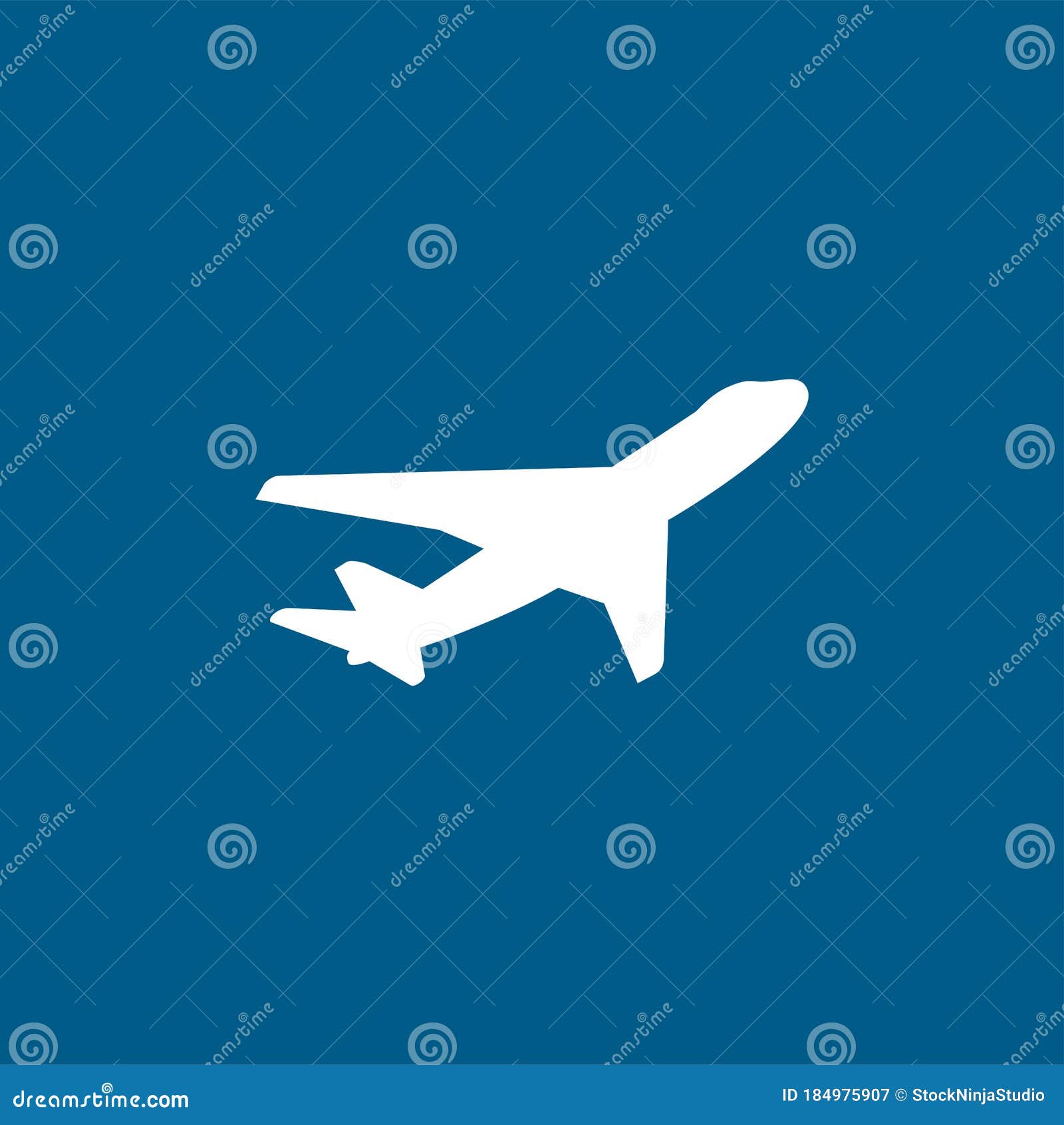Airplane Icon on Blue Background. Blue Flat Style Vector Illustration ...