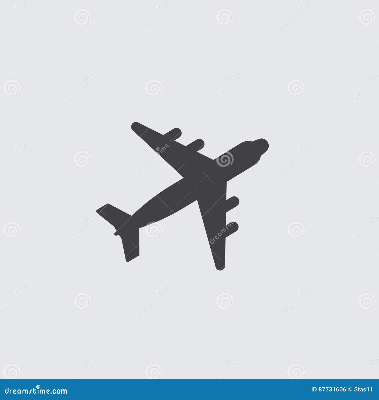 Airplane Icon in a Flat Design in Black Color. Vector Illustration ...