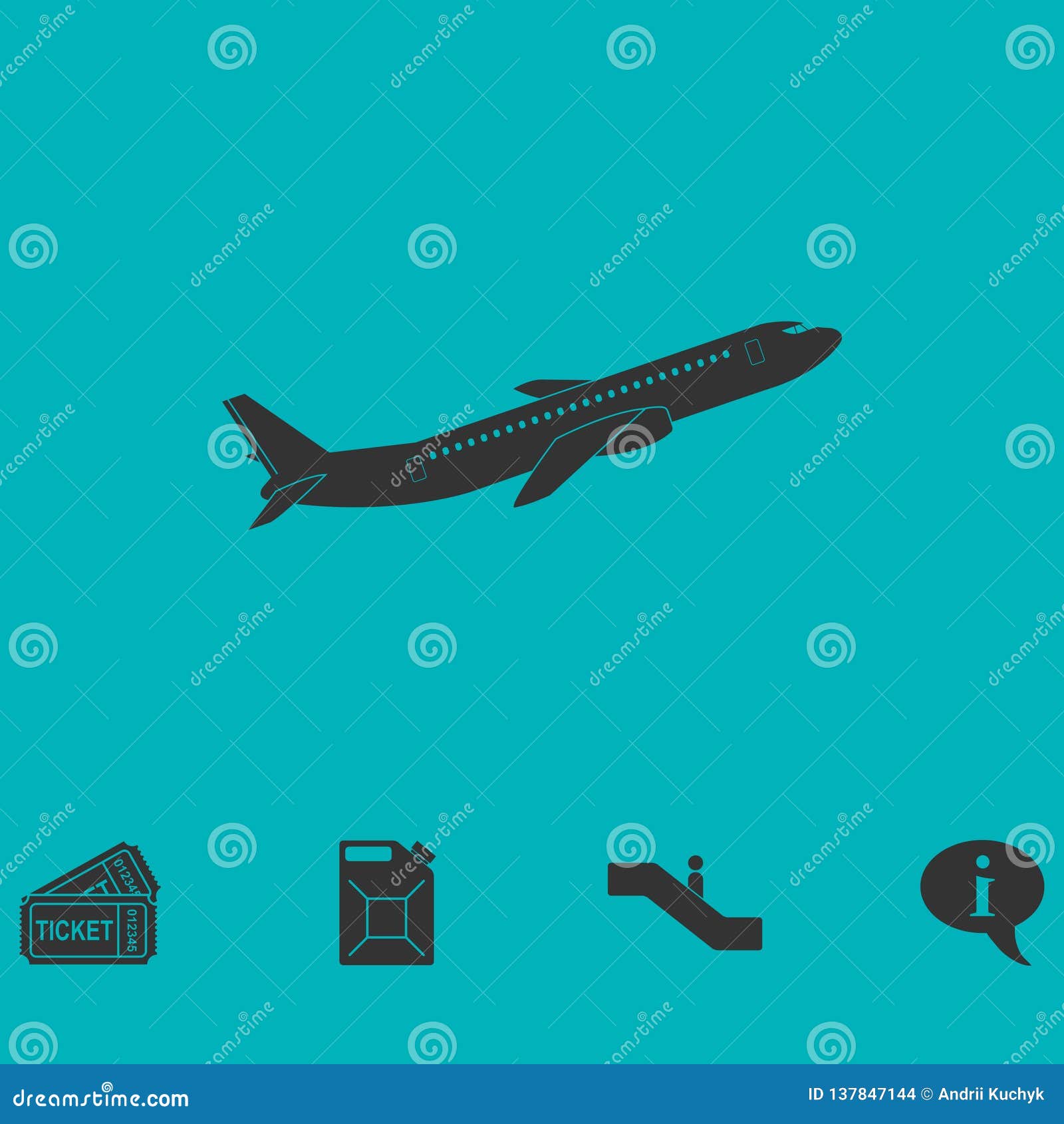 Airplane icon flat stock vector. Illustration of modern - 137847144