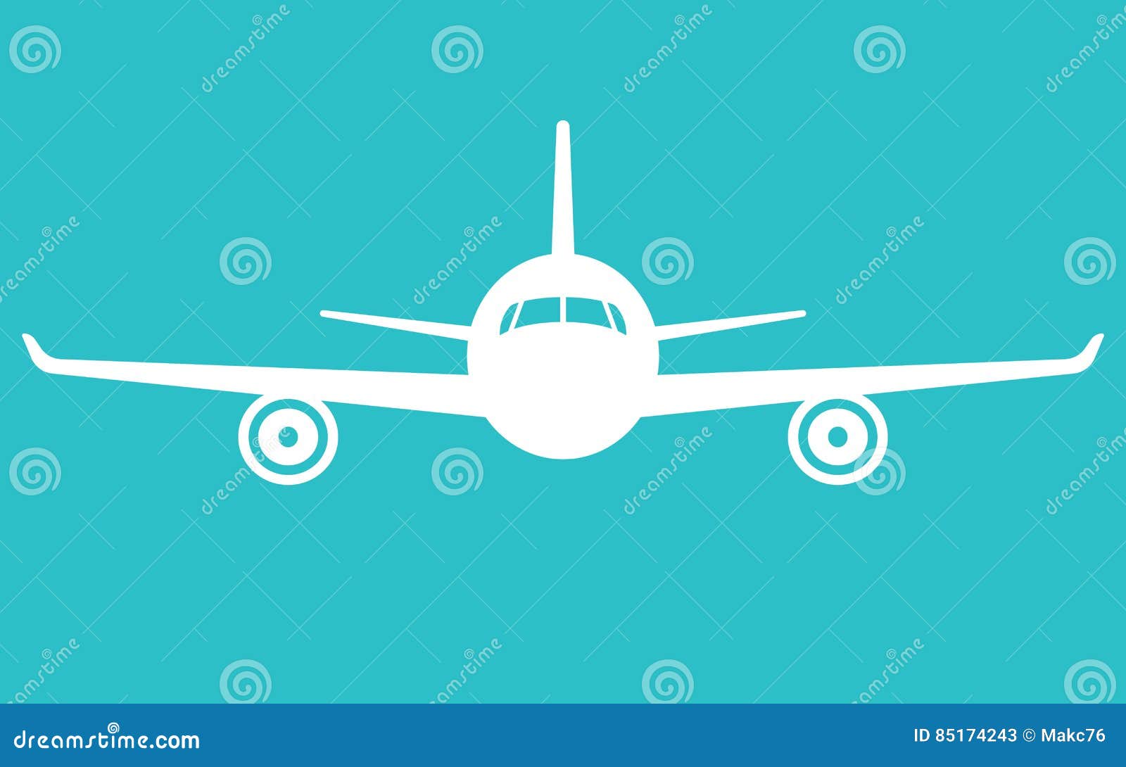 Airplane Icon. Front View Flying Aircraft Stock Vector - Illustration ...
