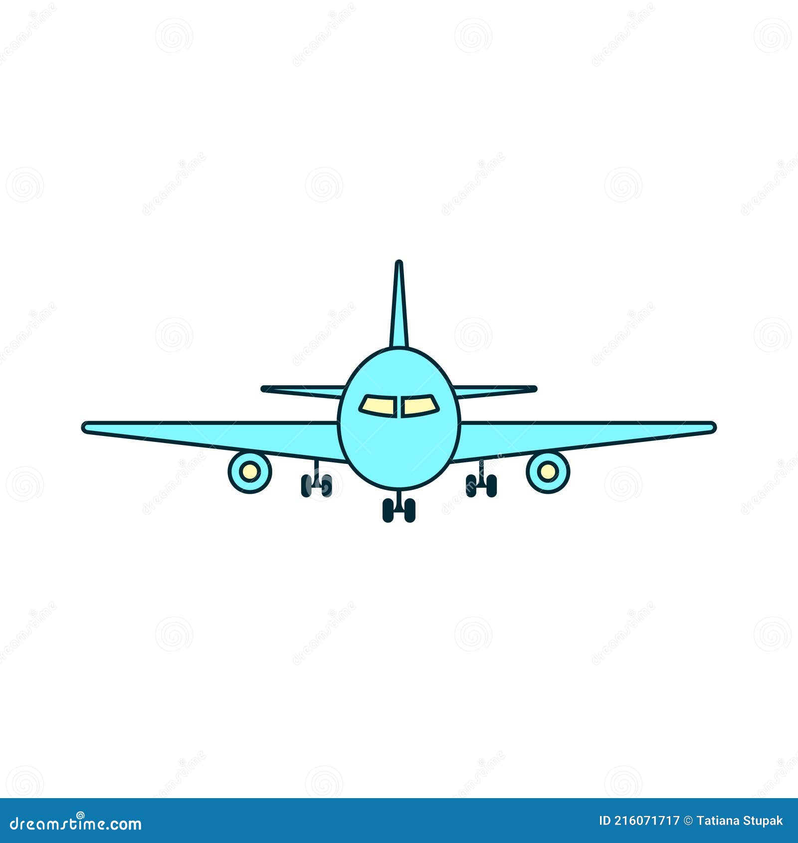 Airplane Icon. Front View Flying Aircraft Vector Isolated Illustration ...
