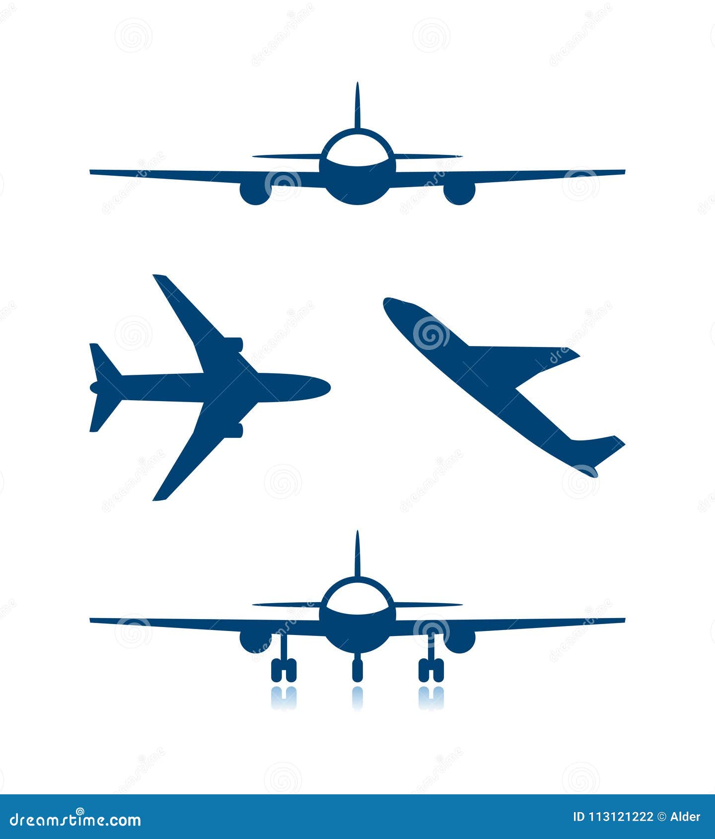 Airplane Icon and Plane with Chassis Stock Vector - Illustration of ...