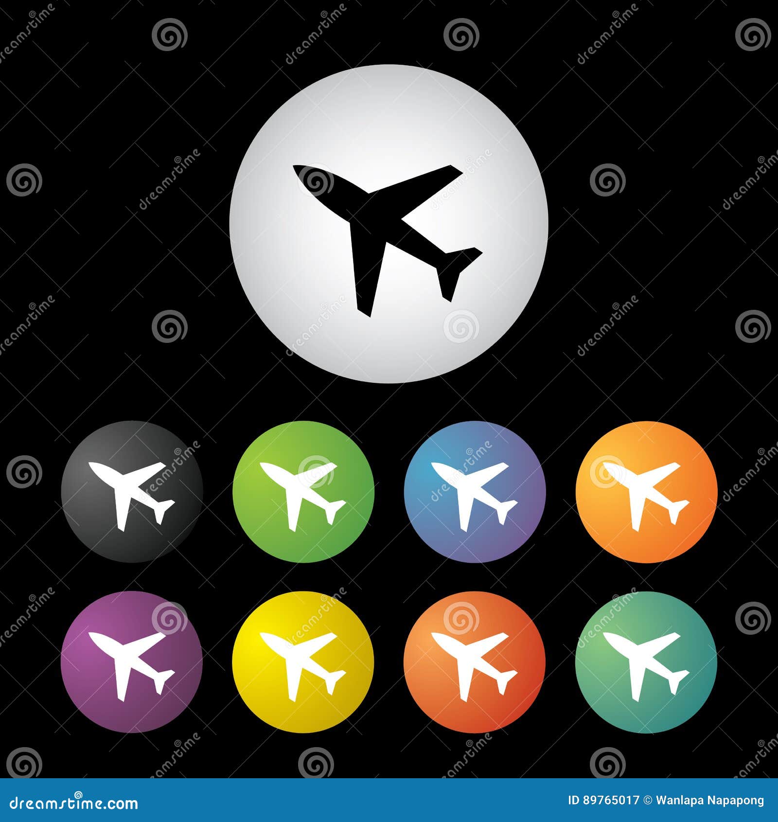 Airplane icon set stock vector. Illustration of aeroplane - 89765017