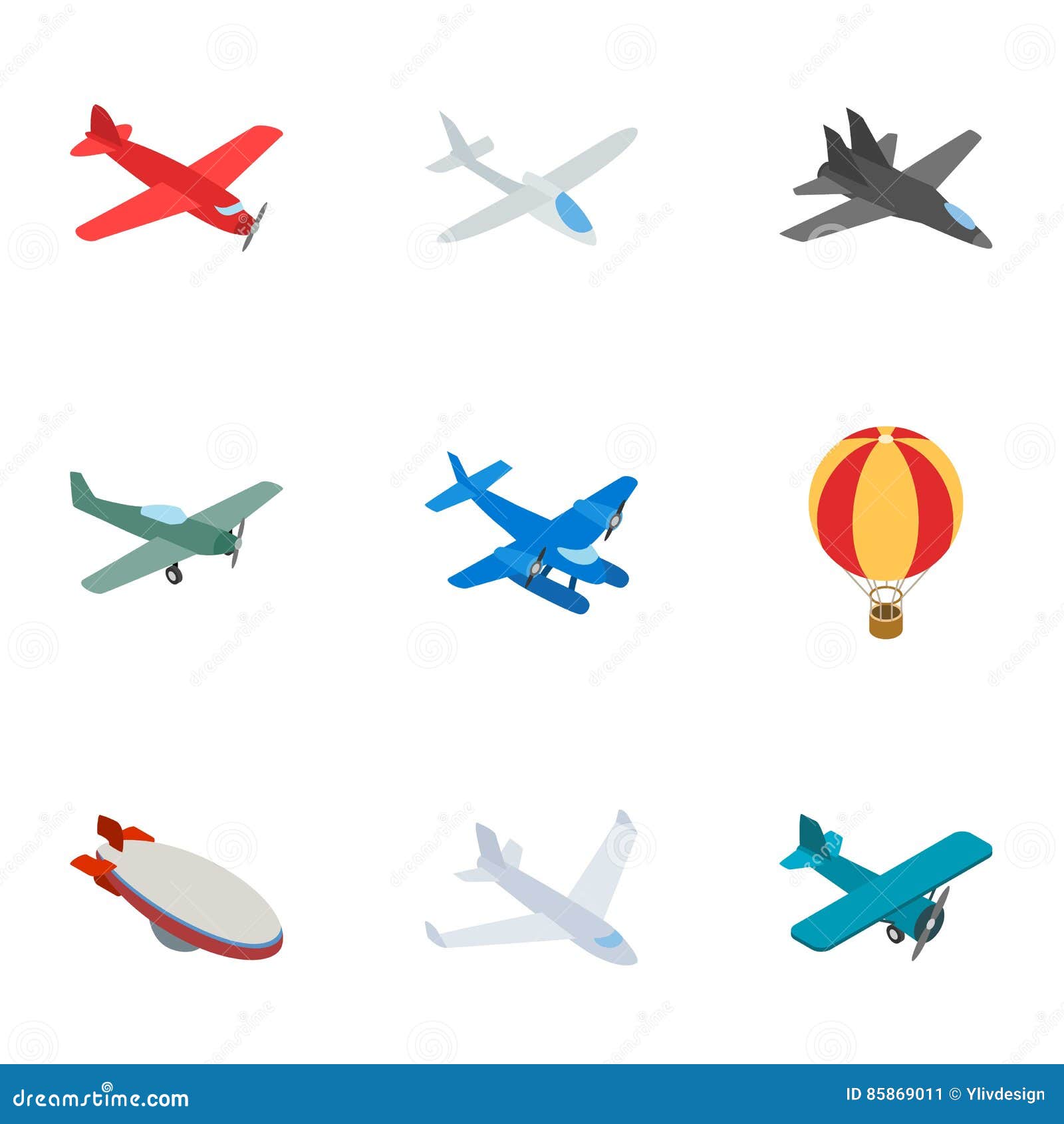 Airplane Icons, Isometric 3d Style Stock Vector - Illustration of ...