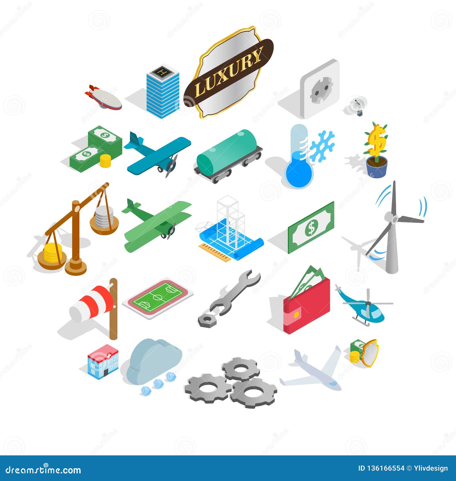 Airplane Icons Set, Isometric Style Stock Vector - Illustration of ...
