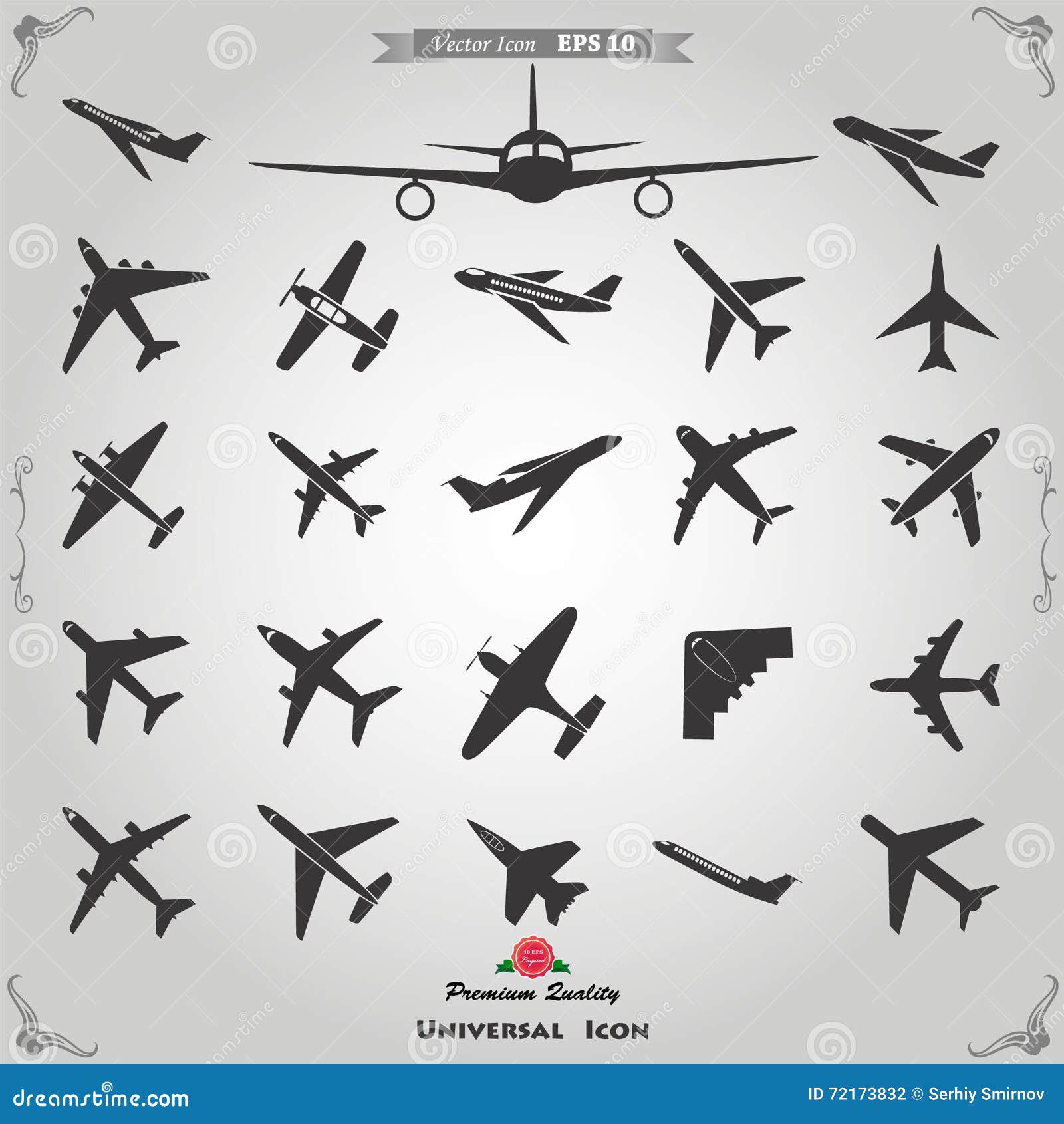 Airplane icons set stock vector. Illustration of modern - 72173832