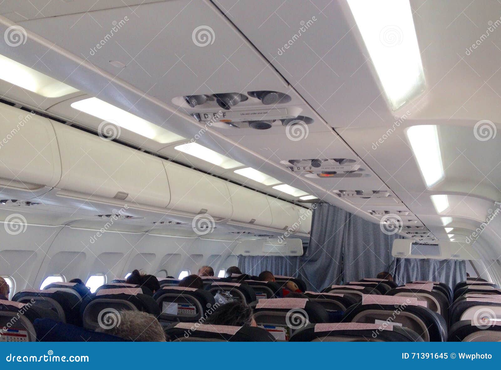 Airplane inside view editorial image. Image of aircraft - 71391645