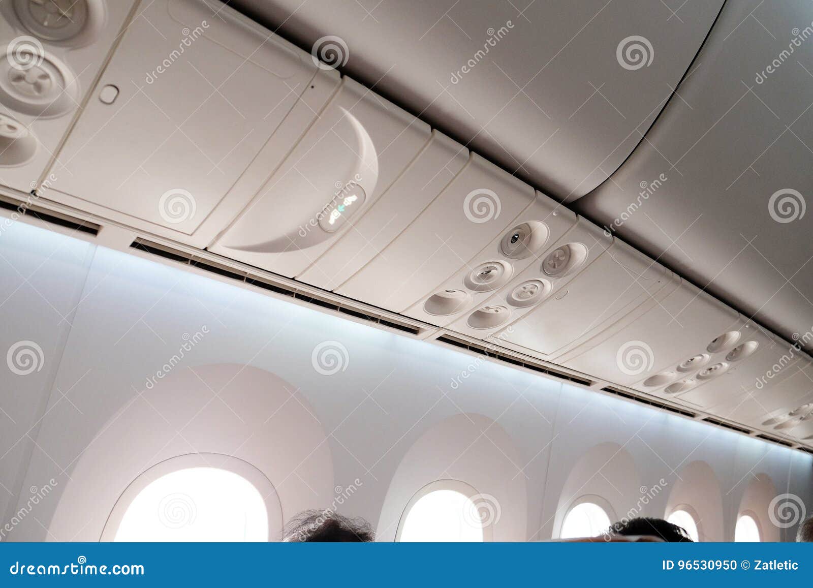 Airplane interior editorial image. Image of transportation - 96530950