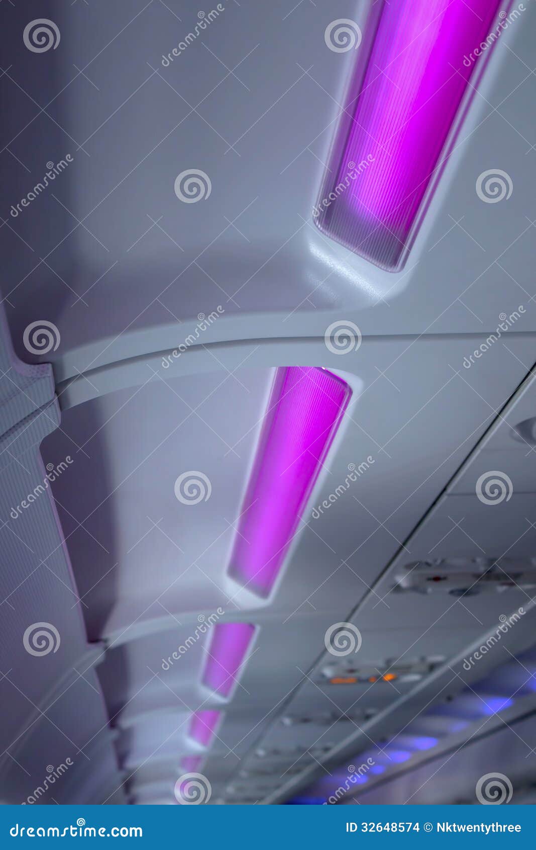 Airplane interior lighting stock photo. Image of purple - 32648574