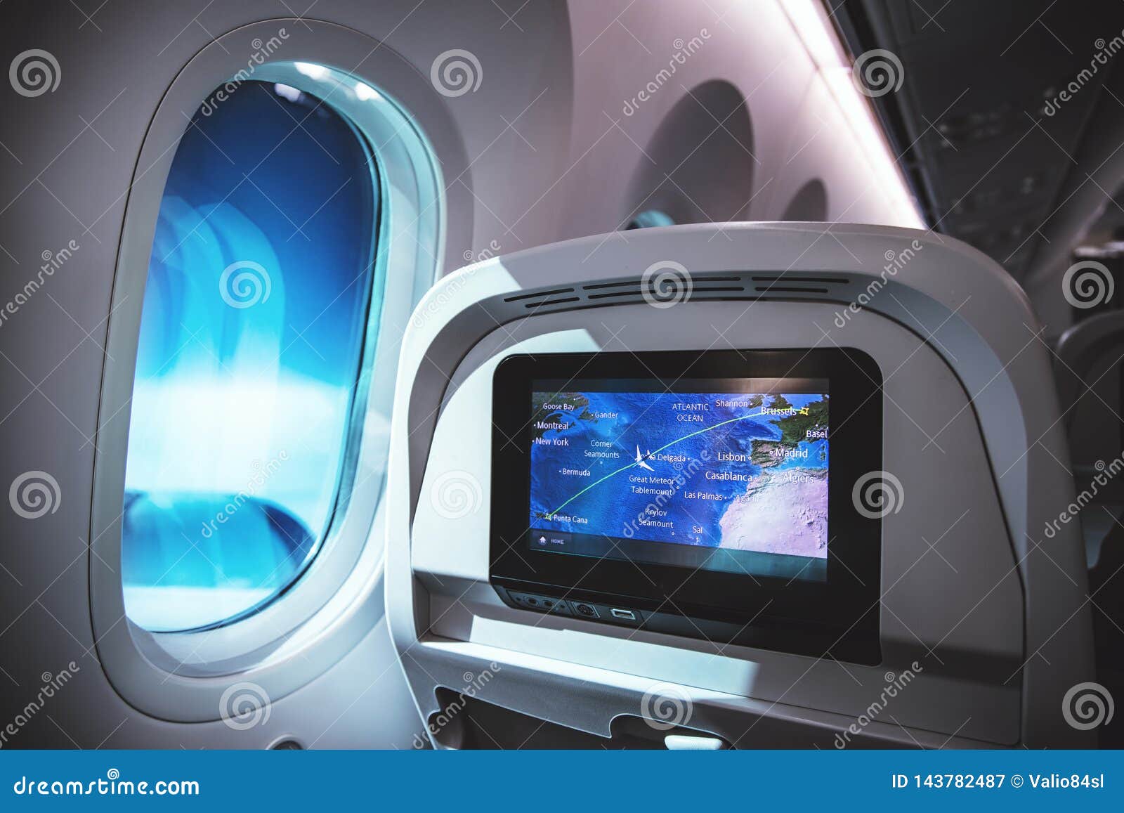 Airplane Interior with Seats, Window Inside an Aircraft and Multimedia ...