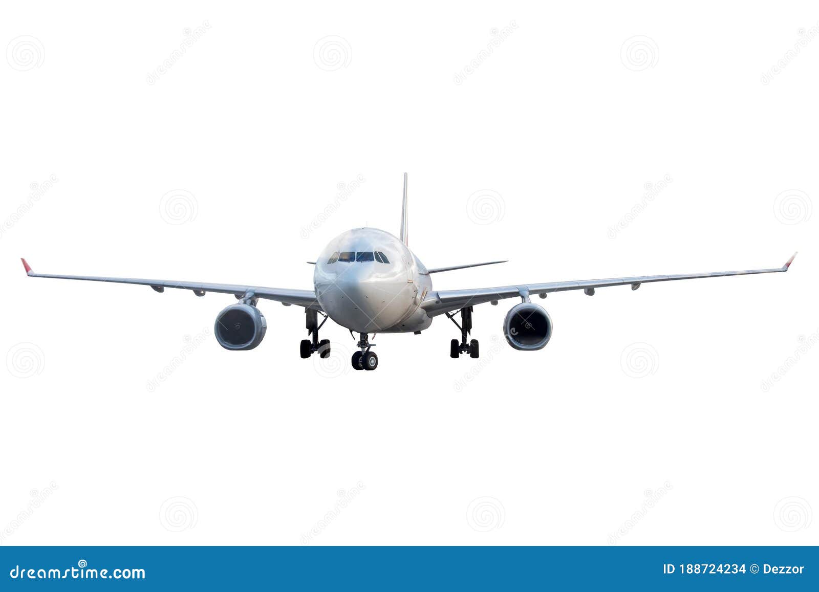 Airplane Isolated, Front View on White Background Stock Photo - Image ...