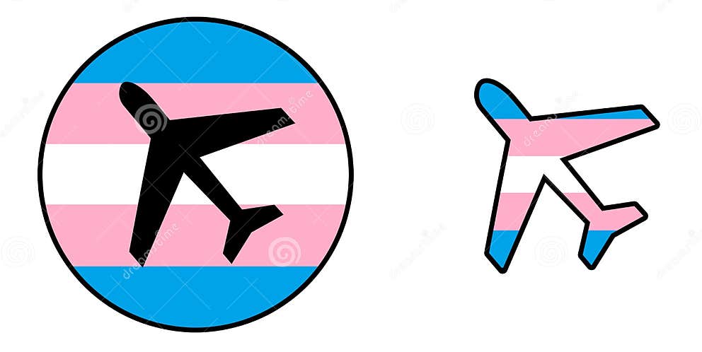 Airplane Isolated on White - Trans Pride Flag Stock Illustration ...
