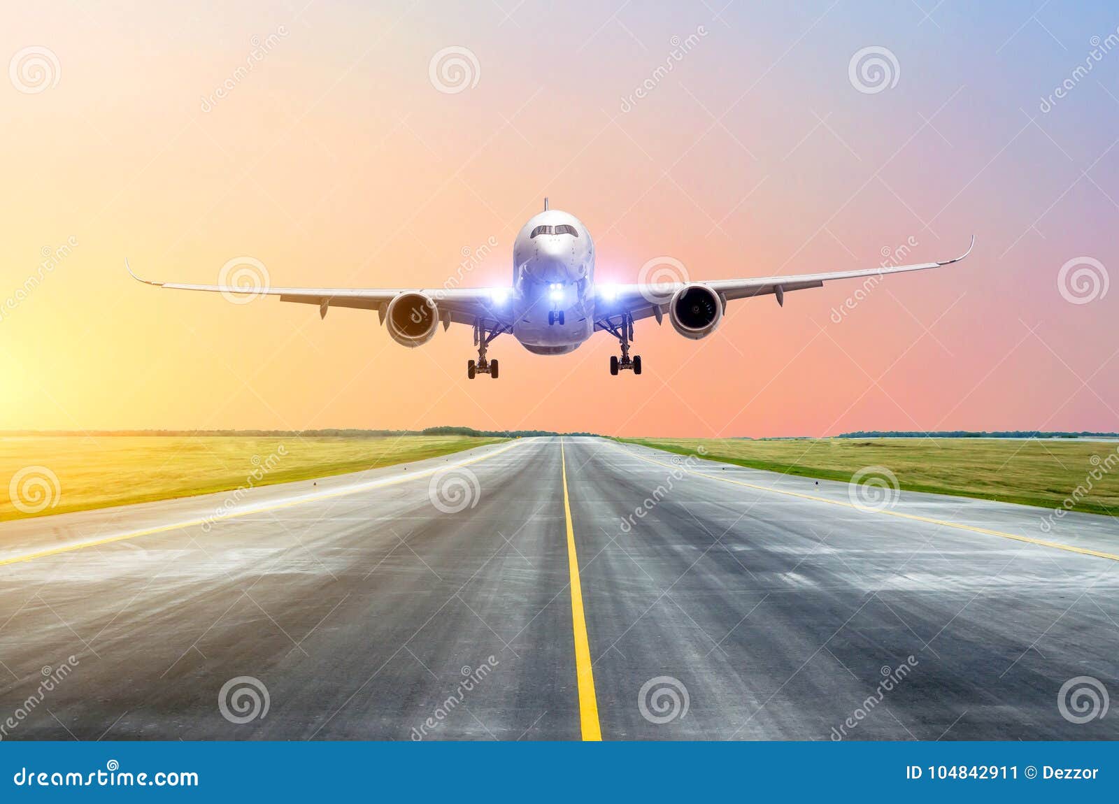 Plane Taking Off From Runway