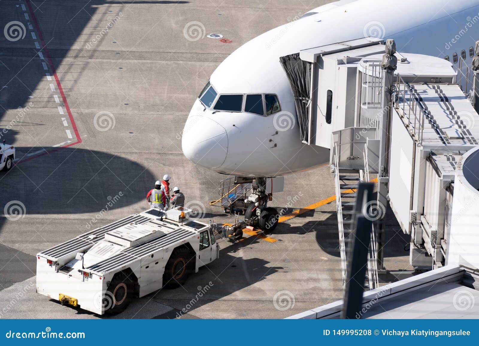Airplane at Jet Bridge in Airport Editorial Stock Photo - Image of ...