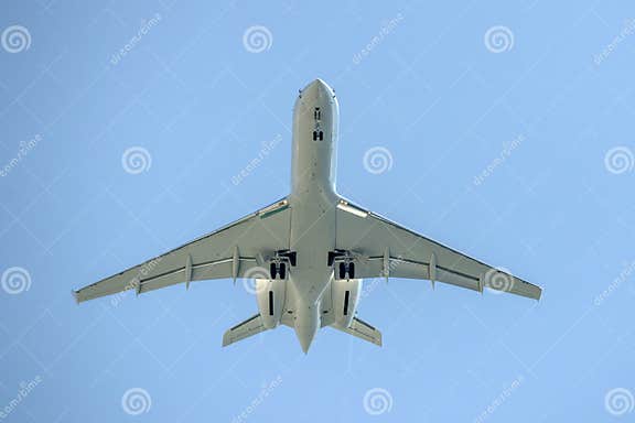 Airplane Jet while Landing from Bottom Stock Image - Image of landing ...