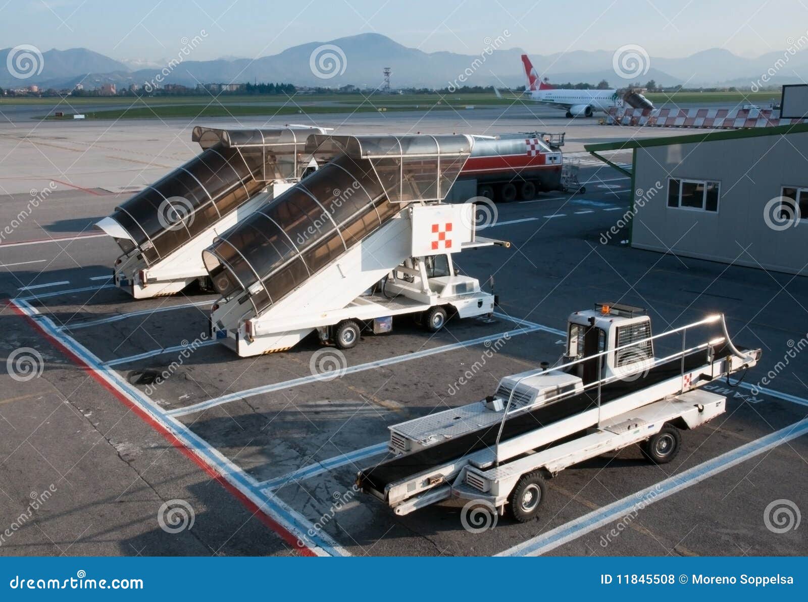 Airplane ladder on runway stock photo. Image of airlines - 11845508