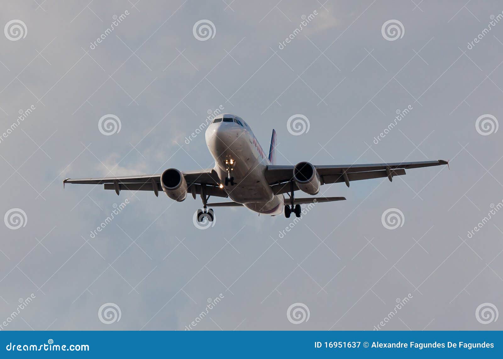 Airplane Landing On Runway Touchdown Close Up Side View Fuselage Stock ...