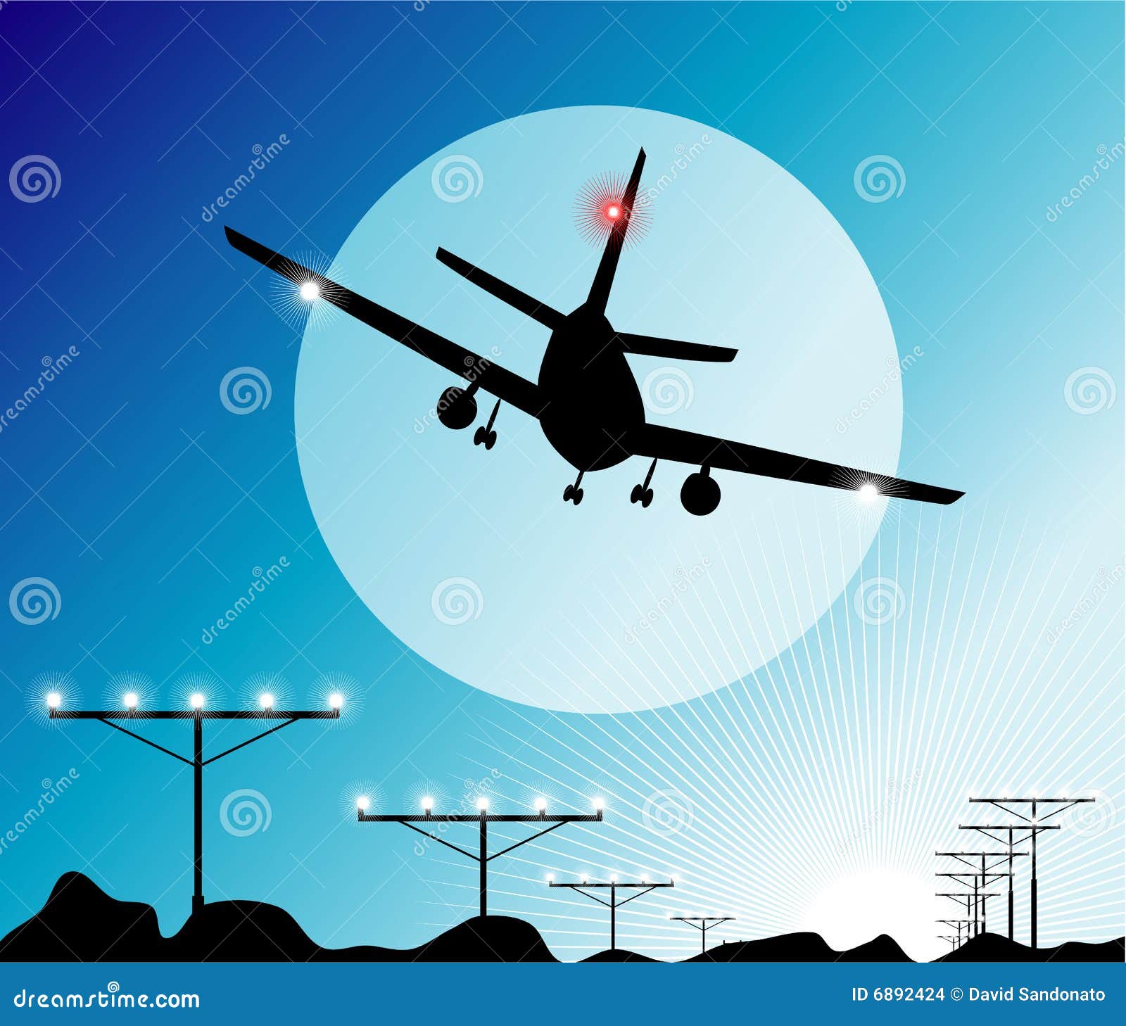 Airplane Landing stock vector. Illustration of aircraft - 6892424