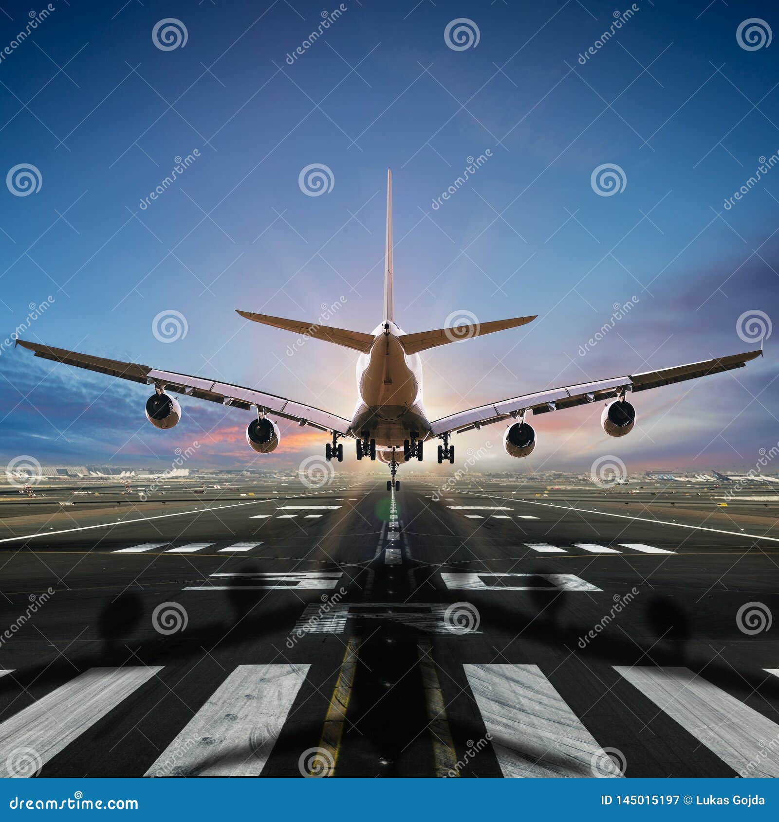 Airplane Landing at the Airport. Stock Image - Image of passenger ...