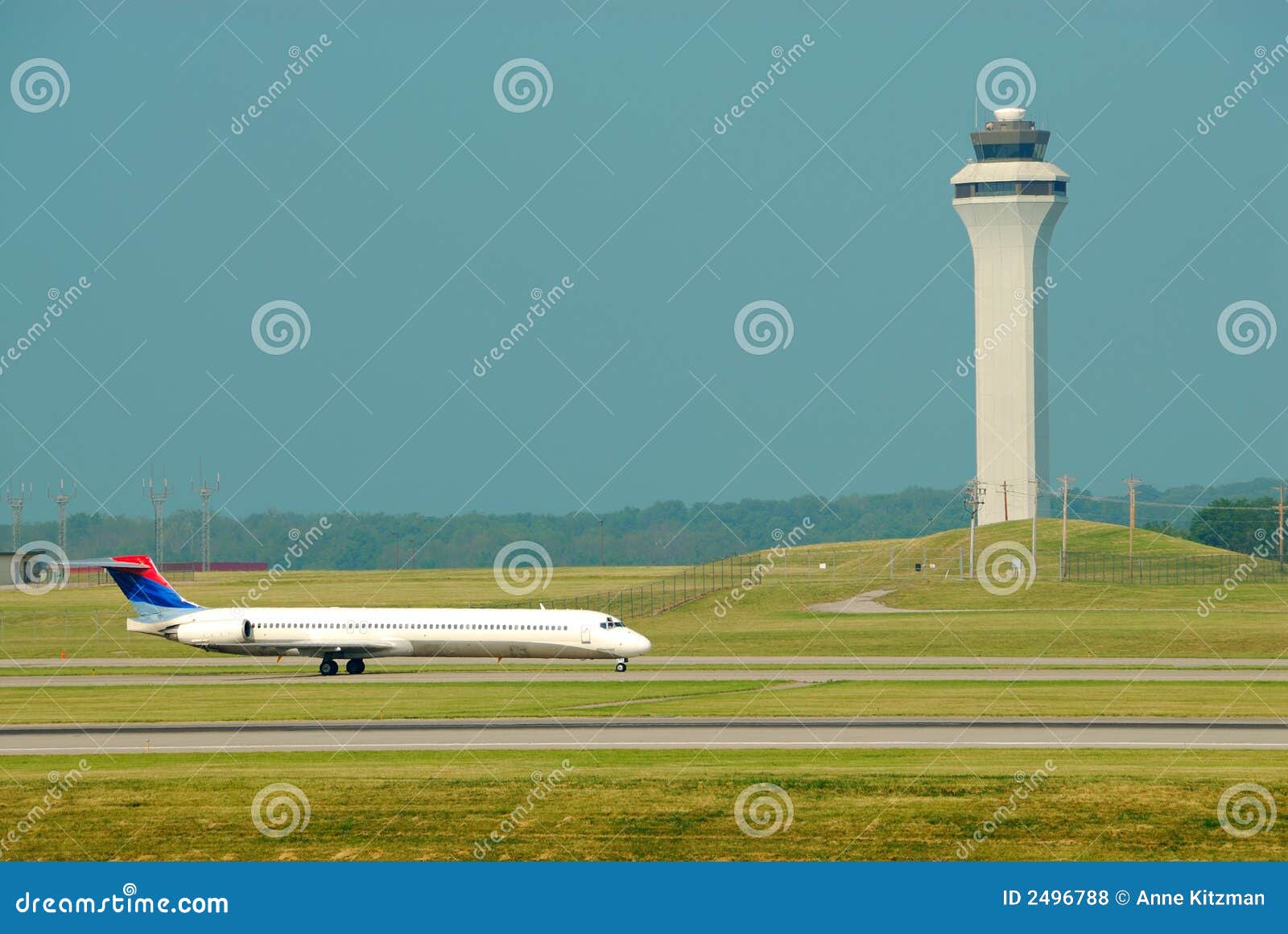 Airplane Landing On Runway Touchdown Close Up Side View Fuselage Stock ...