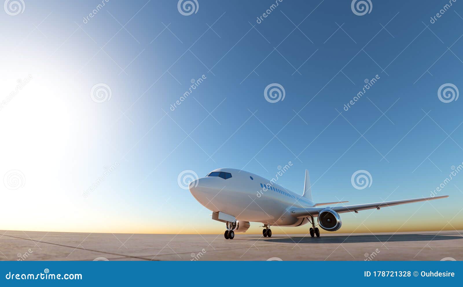 Airplane at the Landing Strip. Ground View. Stock Illustration ...