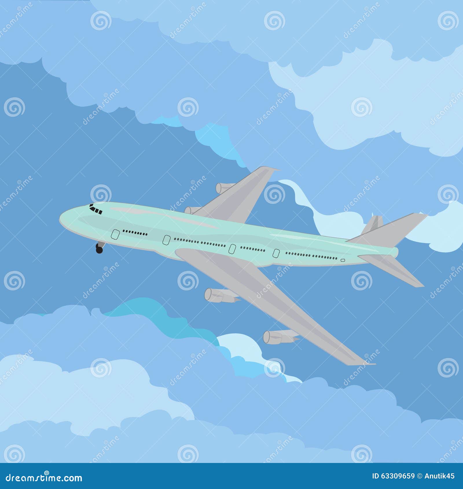 Airplane, Landing, Vector, Illustration Stock Vector - Illustration of ...