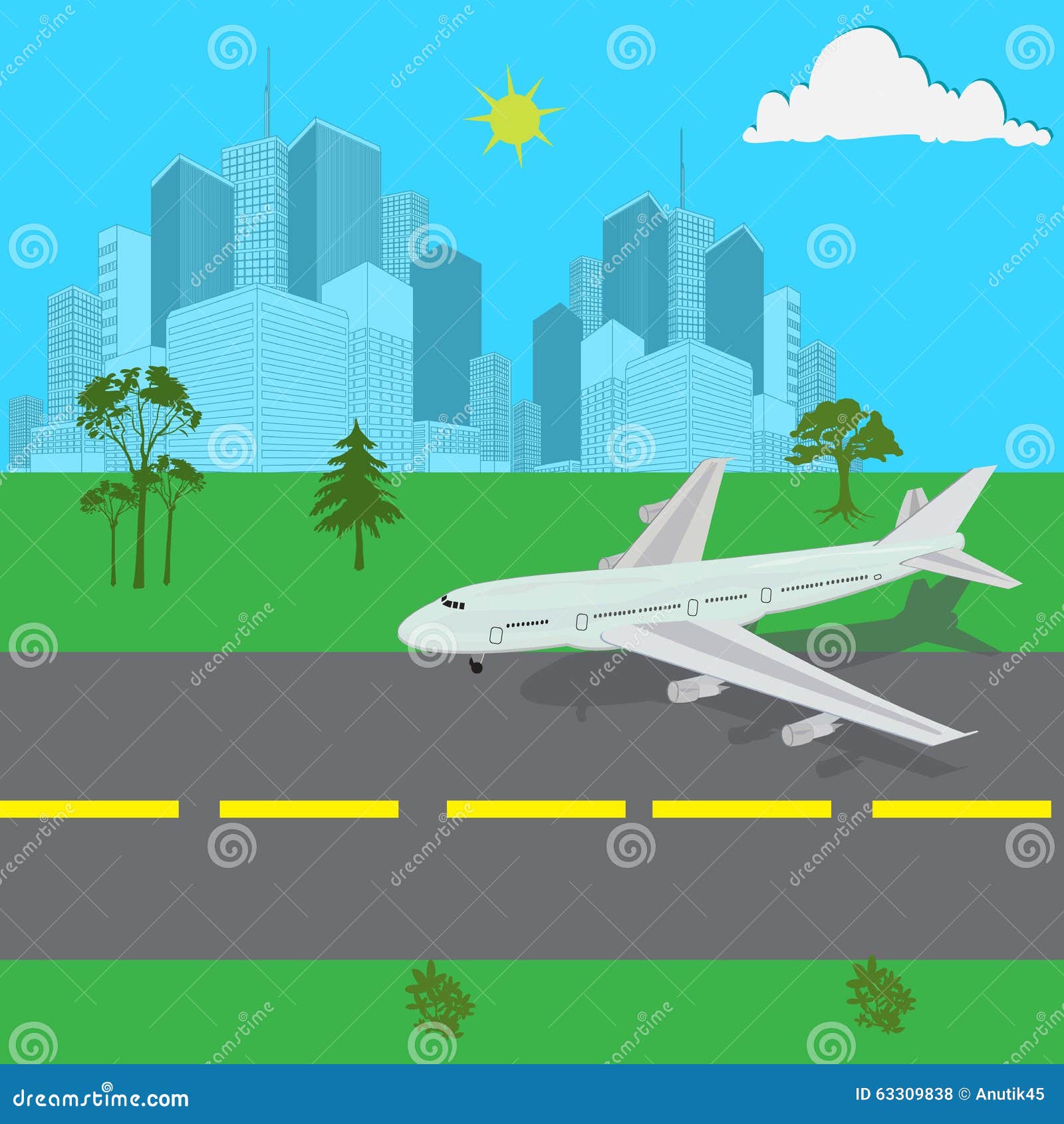 Airplane, Landing, Vector, Illustration Stock Vector - Illustration of ...