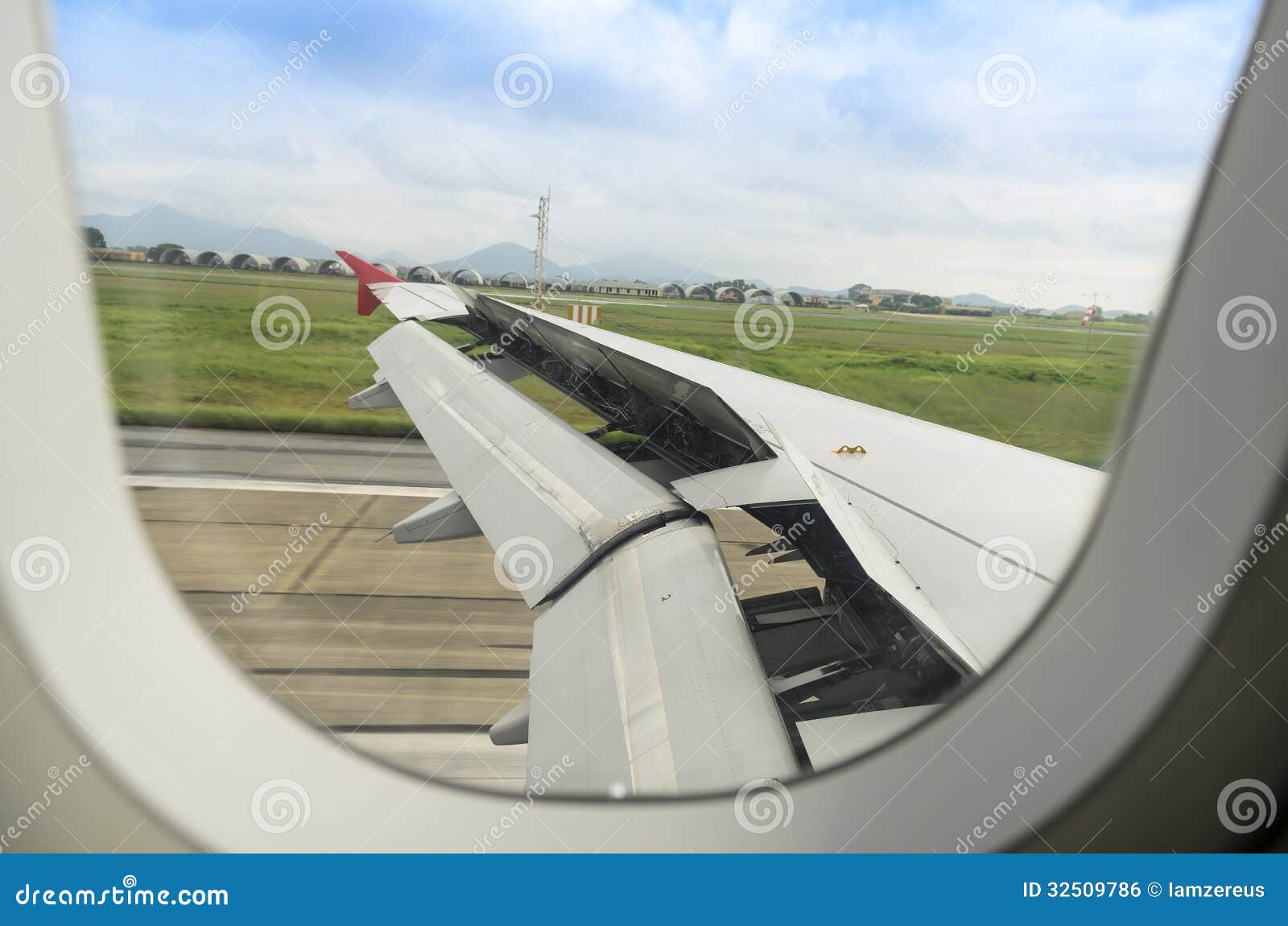 Airplane is landing stock photo. Image of clouds, commercial - 32509786